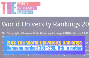 This year Hanyang University taking 351-400th place in 'THE world ...